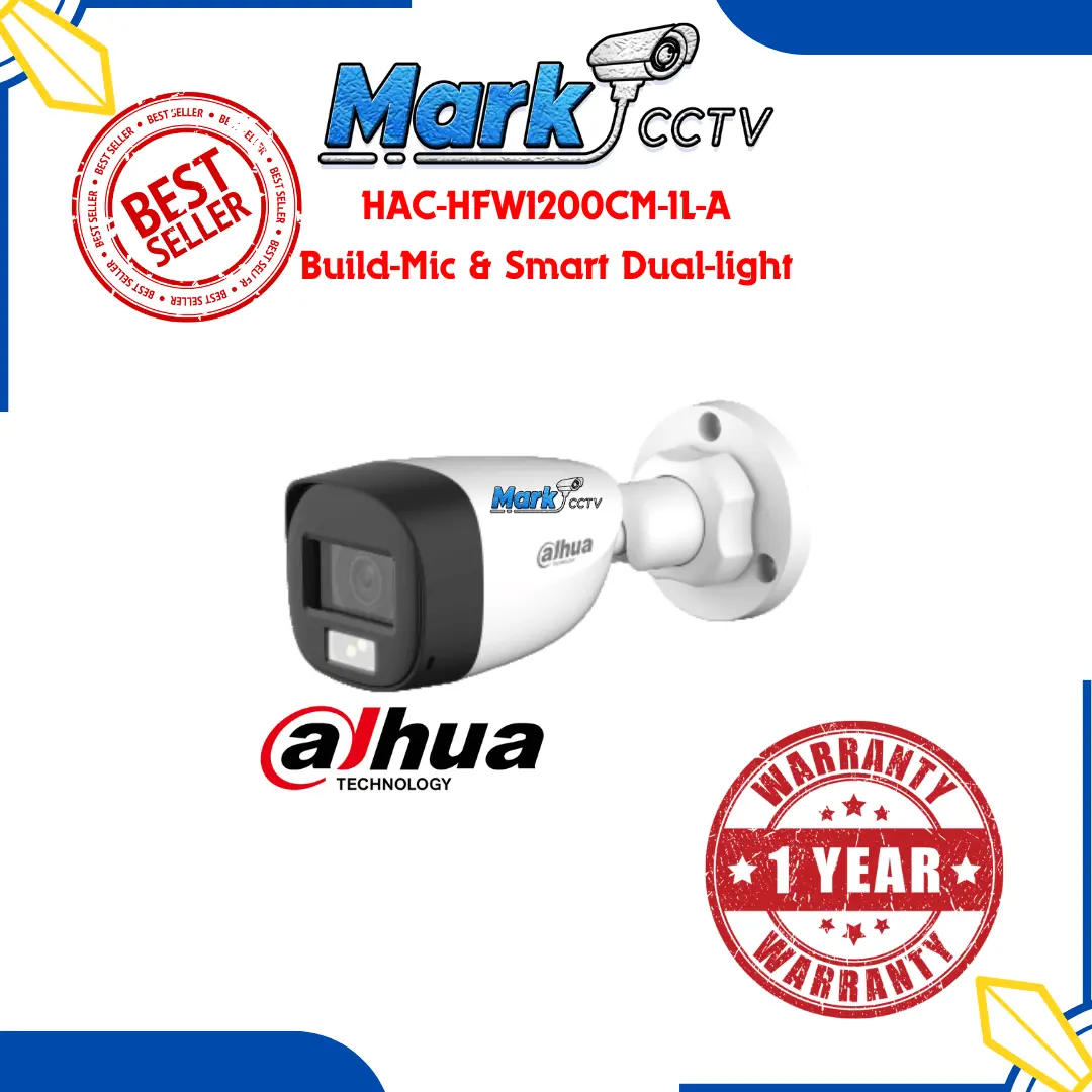 Mark CCTV : DH-HAC-HFW1240CMP-IL-A Smart Dual Light Dahua 2MP Outdoor